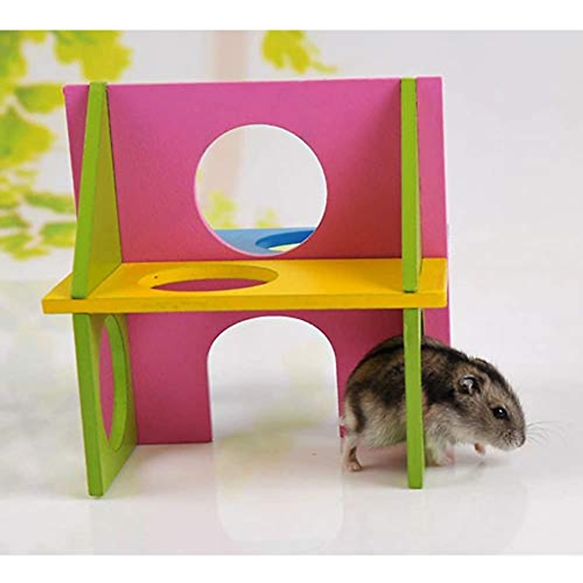 Litewoo Hamster Wooden Tunnel Toy Exercise House Funny Seesaw Hideaway Grinding Teeth for Small Pets Chinchilla Gerbil Rat Mouse Guinea Pig Intelligence Toy