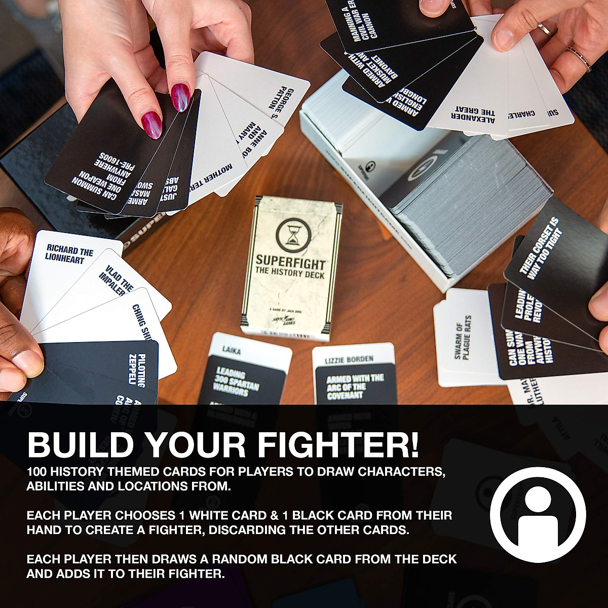 Superfight History Deck: 100 Historical Themed Cards for The Game of Absurd Arguments |Family Friendly Game of Super Powers & Super Problems, for Kids Teens Adults, 3 or More Players, Ages 8+