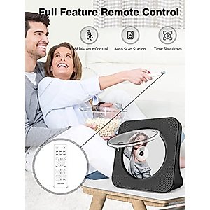 Portable CD Player with Bluetooth: 4000mAh Rechargeable Kpop Music Player with HiFi Speaker,Remote Control,LCD Display,Sleep Timer,Headphone Jack, Supports CD/Bluetooth/FM Radio/U-Disk/AUX(Black)