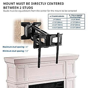 VIVO Steel Electric TV Wall Mount for 37 to 70 inch LCD LED Plasma Screen, Above Fireplace Height Adjustable Motorized TV Pull Down Mantel Bracket, Black, MOUNT-E-MM070