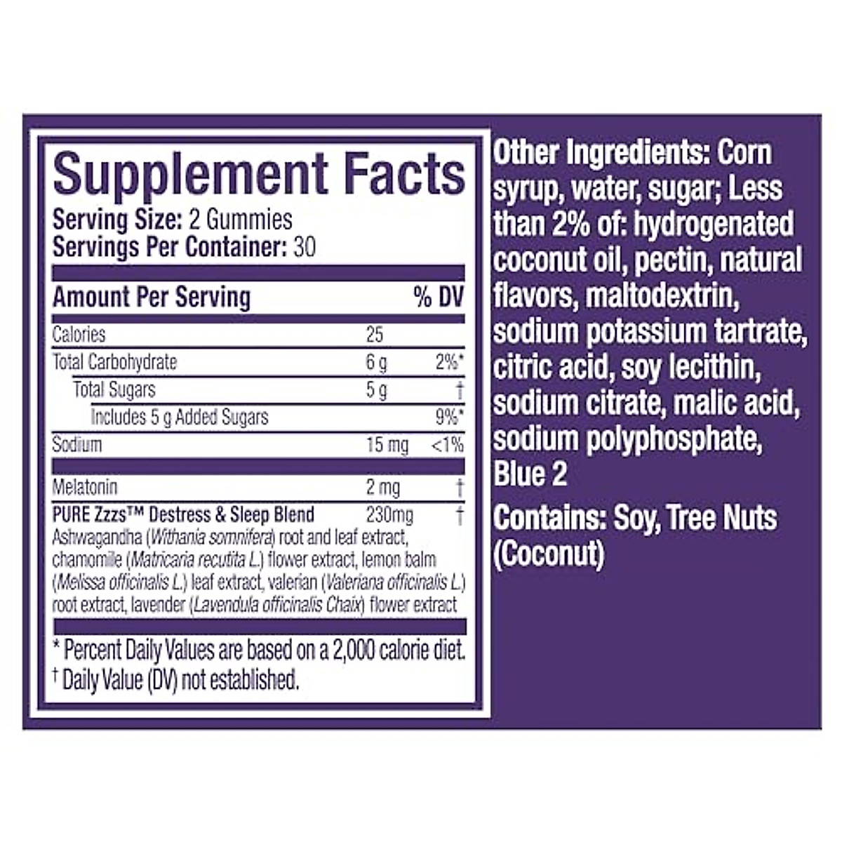 ZzzQuil PURE Zzzs De-Stress Melatonin Sleep Aid Gummies, Helps Calm Your Mind and Body, Ashwagandha for Stress Support, Sleep Aids for Adults, 1 mg per gummy, 60 Count