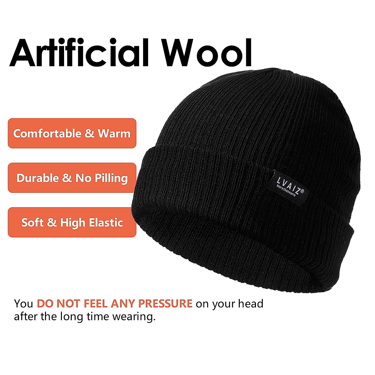 Winter Beanie Hats for Women Soft Knitted Cuffed Watch Cap Classic Stretchy Knit Warm Cap for Men Black