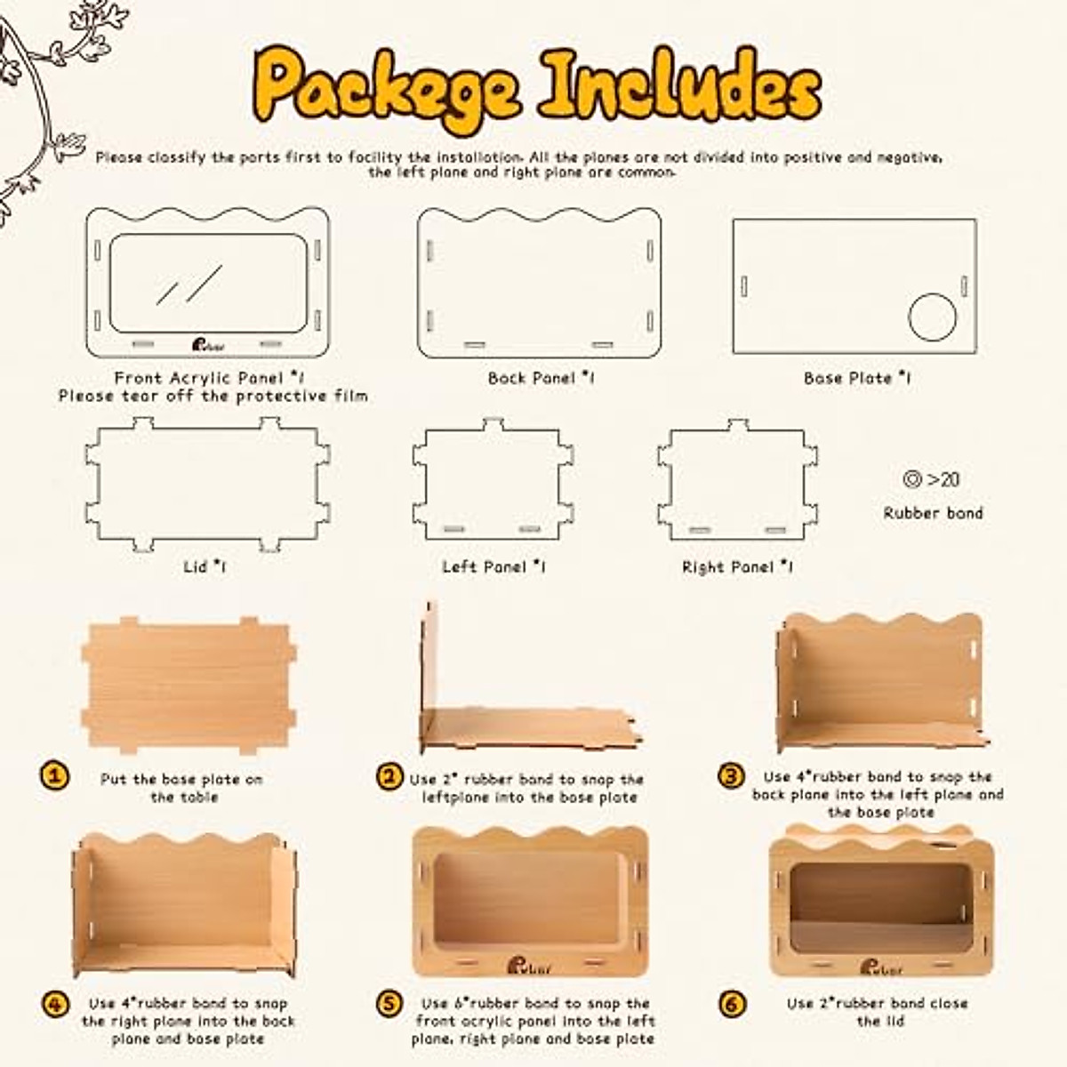 Rubor Hamster Digging Box Syrian Visible Hideout and Exploration House with Acrylic Transparent Board for Dwarf Gerbils Mice Degus or Other Small Pets