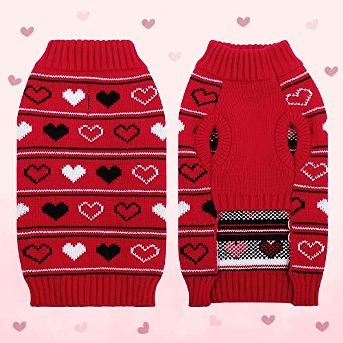 Queenmore Valentine Dog Sweater,Small Dog Sweater for Tiny Dogs,Teacups,frenchies,Chihuahuas,Yorkies,Turtleneck Girl Dogs Red Knit Sweaters Red,M