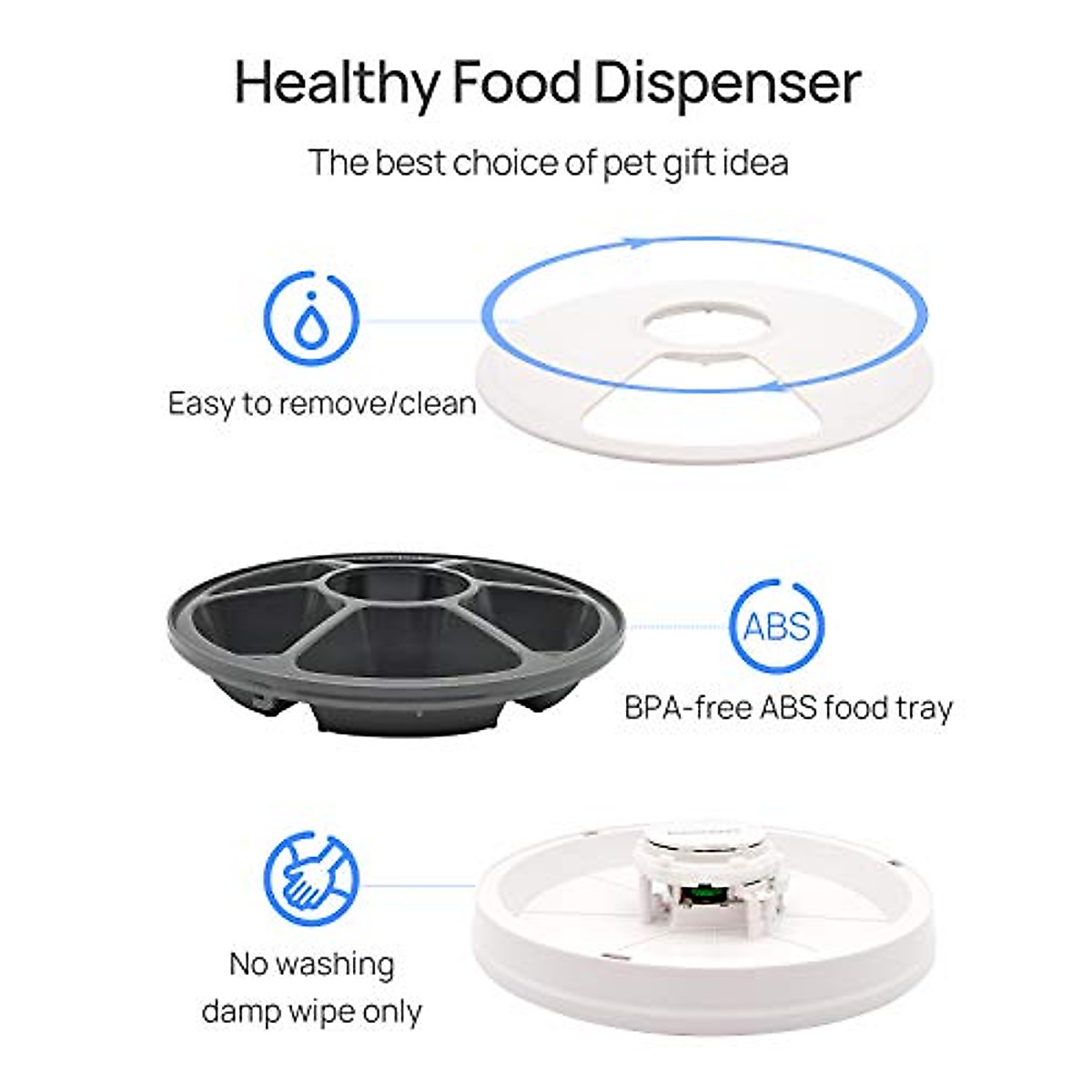 MAICHENG 6 Meal Automatic Pet Feeder-Dry Cat Food Dispenser with Programmable Timer, Portion Control, LCD Display-for Cats Small Dogs-420g