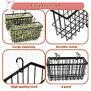 2PCS Rabbit Hay Feeder,Bunny Hay Feeder Rack with Metal Frame for Guinea Pig Chinchilla,Large Heavy-Duty Hay Holder Feeders for Rabbits Guinea Pigs, Small Animal Cage Accessories