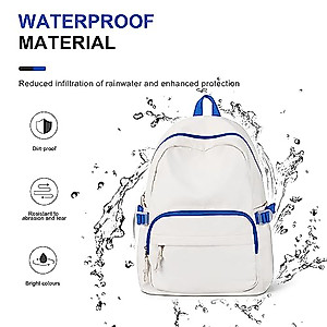 KEYEMP School Backpacks Waterproof Casual Lightweight Travel Rucksack Daypack Backpack for Men Women High School Bags Bookbag Back Pack for Girls Boys Teens,BlueWhite