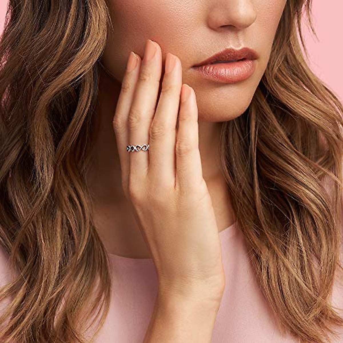 Pandora Simple Infinity Band Ring - Sterling Silver Ring for Women - Layering or Stackable Ring - Gift for Her - Sterling Silver - Size 7.5