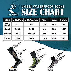 RANDY SUN Waterproof Breathable Socks, [SGS Certified] Unisex Zigzag Pattern Fun Pattern Printed Stocking Fashion Tube Sock Hiking Active Socks Large