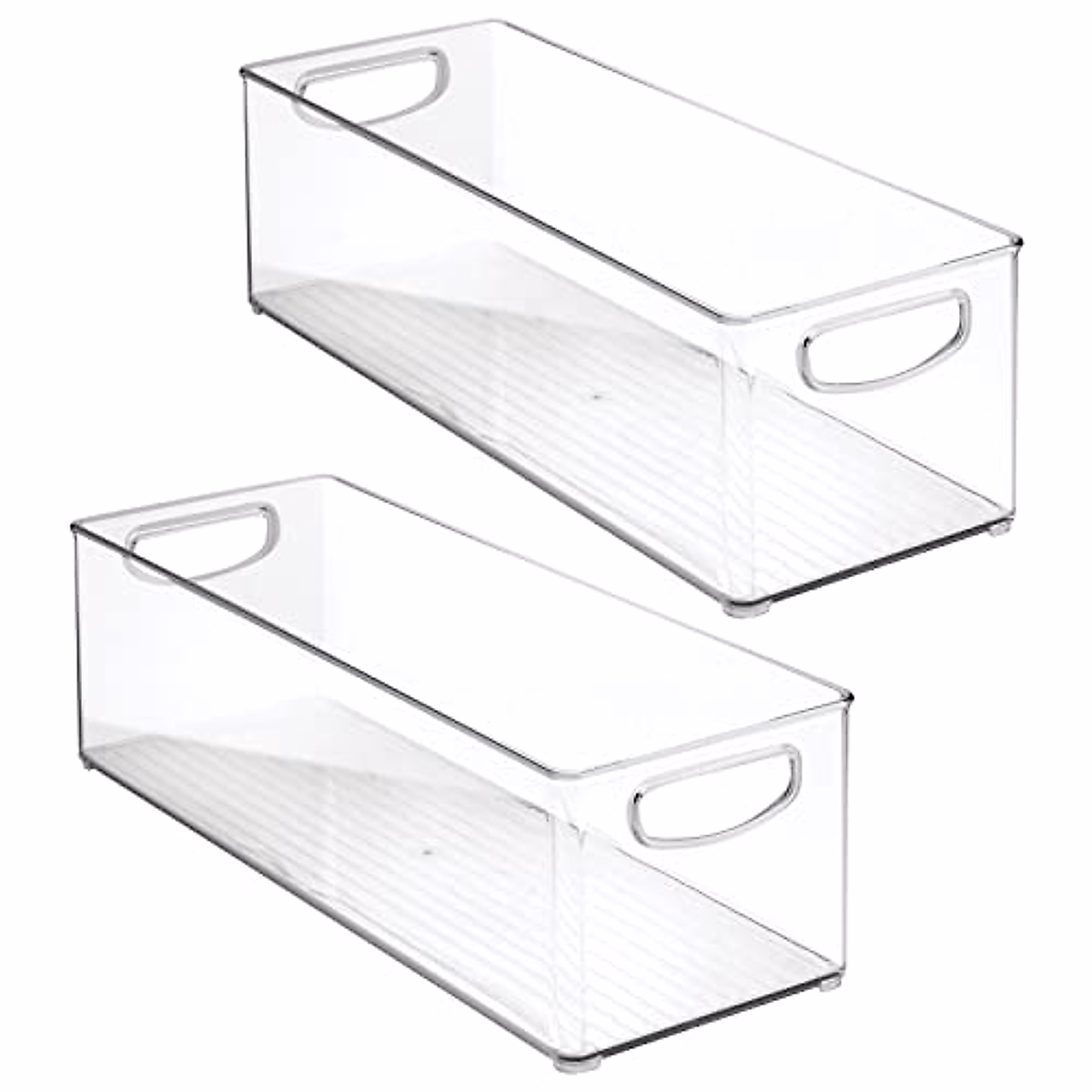 mDesign Plastic Video Game Organizer - Game Storage Holder Bin with Handles for Media Console Stand, Closet Shelf, Cabinets, Tower, and Bookshelves - Holds Disc, Video Games, Head Sets - 2 Pack, Clear