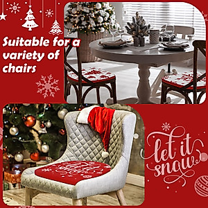 Barydat 4 Pcs Christmas Chair Cushions with Ties for Dining Chairs 16''x16'' Memory Foam Snowflake Xmas Tree Pattern Chair Pad Non Slip Seat Cushion with Washable Cover for Home Kitchen Office Holiday