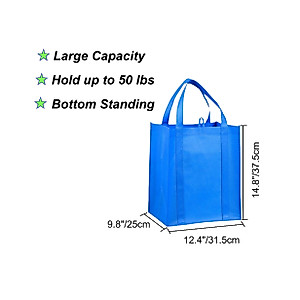 BJ BshuxiuJ Reusable Grocery Shopping Bags - Large Non-Woven Tote Bags Bulk with Handles, Durable, Washable, and Heavy-Duty for Shopping Groceries – Eco-Friendly Choice (6-Pack)