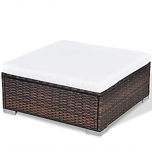 vidaXL Patio Lounge Set 10 Piece with Cushions Garden Outdoor Kitchen Dining Dinner Dinette Table and Chair Seat Seating Furniture Poly Rattan Brown