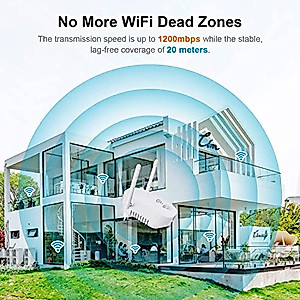 WiFi Extender, WiFi Extenders Signal Booster for Home WiFi Booster WiFi Repeater WiFi Range Extender Signal Booster up to 8000sq.ft, Wireless Internet Repeater 1200Mbps, Dual Band 2.4GHz/5GHz (1)