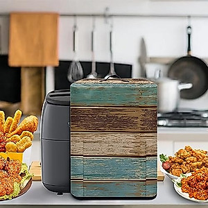 HUISEFOR Air Fryer Cover Square Wooden Panel Dust Cover for Food Processor Anti Fingerprint Washable Appliance Protector Art Decor Kitchen Accessories