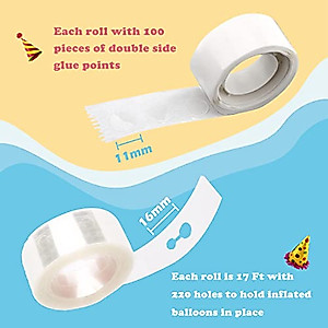 Balloon Arch Strip Kit, Balloon Glue Point Dots Stickers, Balloon Christmas Decorations Strip Kit, 50 Ft Balloon Tape Strips Double Hole, 300 Dot Glue, for Party Birthday Baby Shower