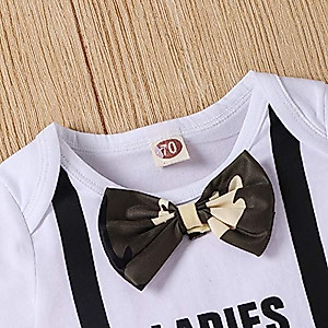 Tikoubabe Baby Boy Clothes Stuff Infant Summer 3 Piece Outfits Newborn Cute Letter Printed Romper Short Sleeve + Pants + Hat Funny Letter Printed Straps Camo 70cm