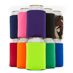 QualityPerfection Bulk Beer Can Coolers (50 Pack) Wholesale Plain Blank Foam Sleeves Soft Insulated Coolies For Sublimation, HTV Vinyl Projects Insulated Collapsible, Favors and Gifts (10 Colors)