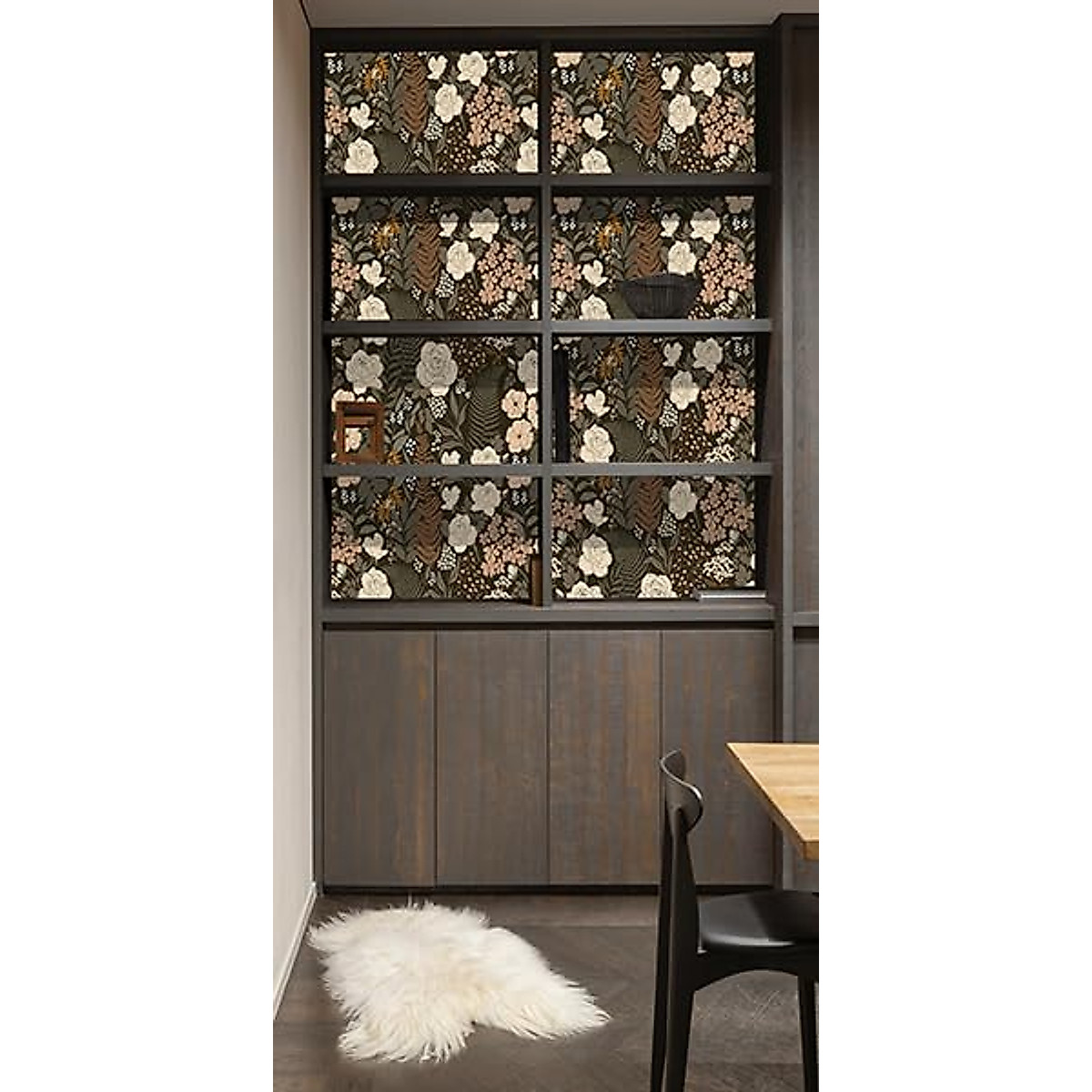 HAOKHOME Peel and Stick Wallpaper Floral Vintage Removable Rose Leaf Black/Brown/Beige Stick on Mural 17.7in x 9.8ft