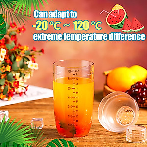 Lallisa 12 Pcs Plastic Cocktail Shaker Drink Mixer with Scales and Strainer Top Clear Shaker Cup with Measurements Plastic Shaker Bottle Bar Mixing Tool for Tea Coffee Boba Milk (700 cc/ 24 oz)