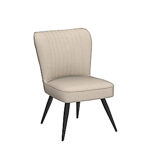 Alunaune Accent Chair Set of 2 Upholstered Living Room Chairs Modern Bedroom Furniture Sets Armless Slipper Club Chair Guest Reception Couch Comfy Wingback Single Sofa-Ivory