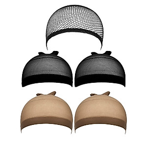 IGS 5 pack Wig Caps Black Mesh Cap, Black Wig Cap, Brown Wig Cap (Including Salon Pro 30 Second Bonding Glue 2 Pack-1 oz each) Hair Extension Styling Wig Making Bonding Adhesive Glue Kit