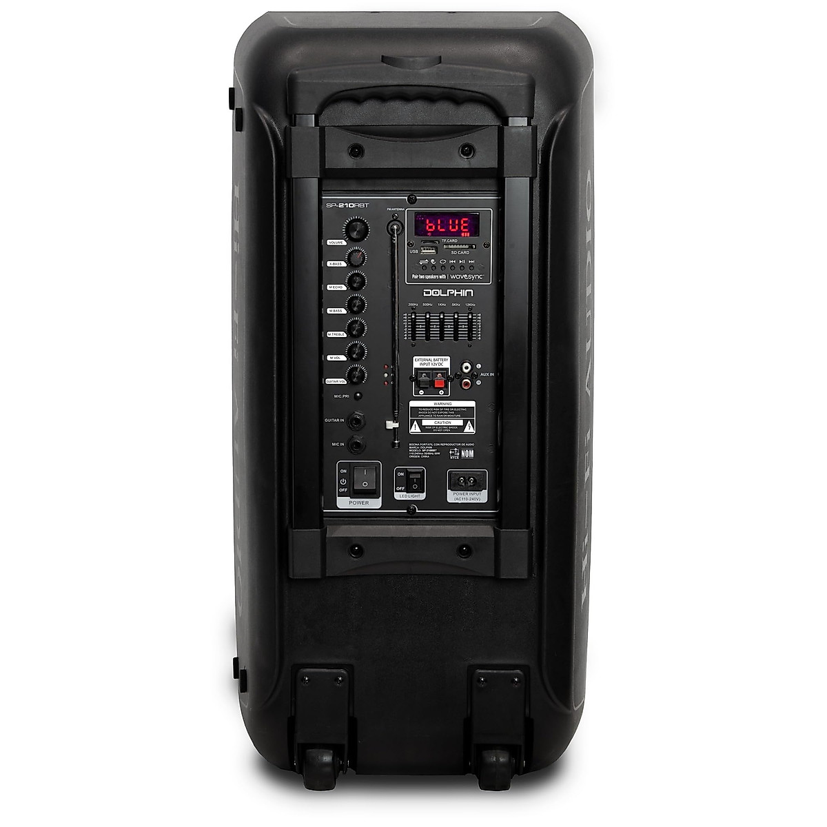 Dolphin SP-210RBT Dual 10" Bluetooth Party Speaker, Neon LED Lights, 3400W, Long-Lasting Battery, X-Bass, Trolley & Wheels