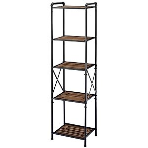 Tajsoon 5-Tier Storage Rack, Adjustable Shelving Unit Storage Shelves, Multipurpose Shelf Display Rack for Living Room, Kitchen, Bathroom, Balcony, Metal, Industrial Style/Black