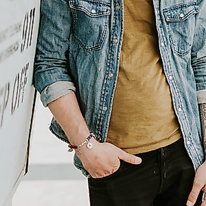 Top Plaza 7 Chakra Healing Bracelets With Real Stones Mala Yoga Meditation Bracelets for Protection, Energy Healing(7 Chakra Symbols Charms)