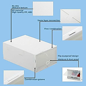 GOMINIMO 12 Pack Clear Durable Plastic Shoe Boxes Stackable Storage Bins Rack Organizer Containers with Lids