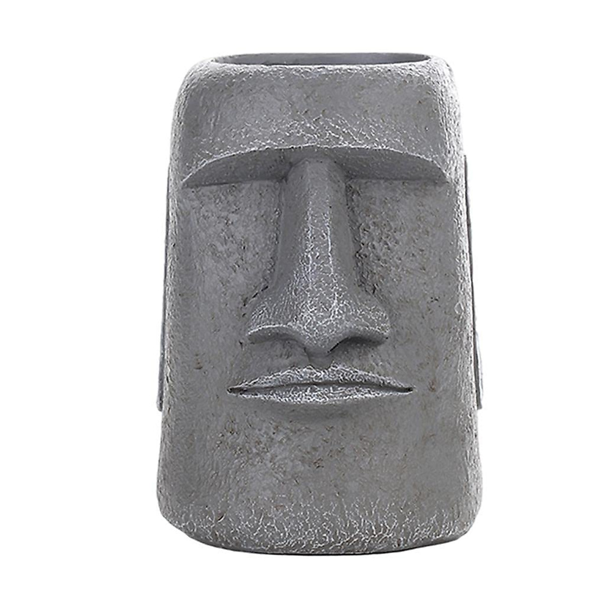 Fenteer 1PC Resin Easter Island Statue Decor Massive Megalith Retro Style Antique Roman Portrait Moai Head Sculpture for Home Office Bedroom Desktop Ornament - Gray H