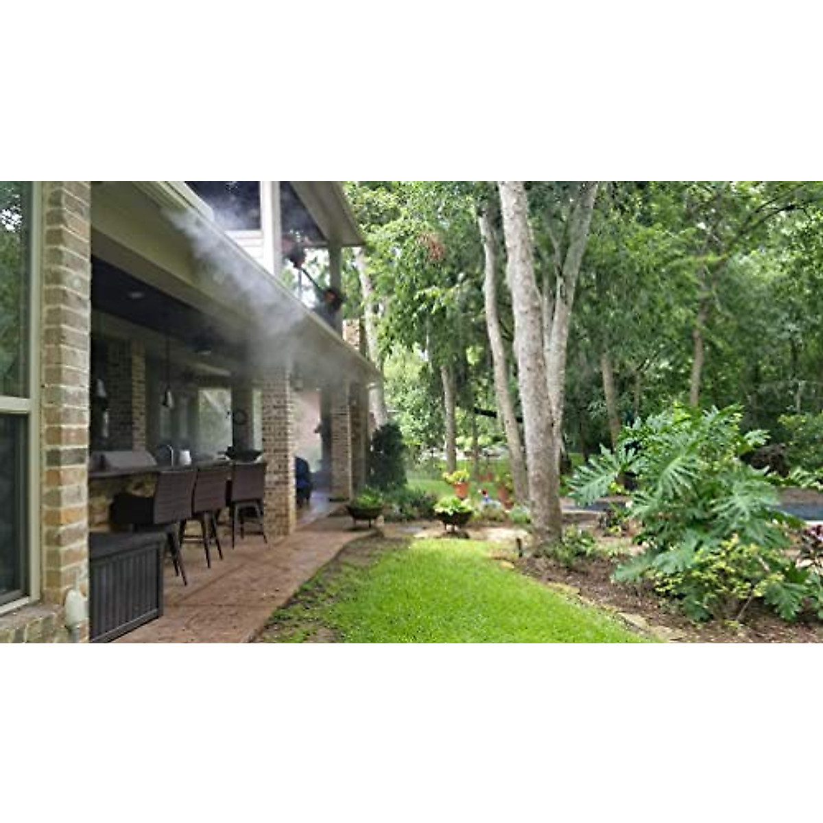 mistcooling Patio Misting System-Patio Misting Kit Assembly - Make Your own Misting System - Easy to Build and Install - 5 Minute Installation (48Ft 12 Nozzles)