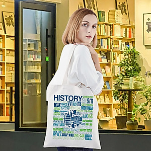 LEVLO America History Canvas Tote Bag Gift For History Teacher Student American History Shoulder Bag For History Lover (History Tote)
