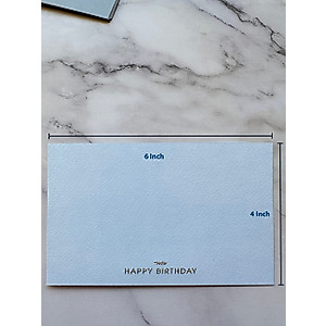 RUN2PRINT Happy Birthday Cards With Envelopes & Stickers - Elegant Dusty Blue Emboss Gold Foil Pressed - Blank Notes Wedding, Bridal, Baby Shower, Business and Formal All Occasion Cards (Dusty Blue)