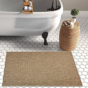 EARTHALL Boho Area Rug 2x3 Ft Washable Rugs for Entryway Braided Throw Rugs with Rubber Backing Door Mat Indoor Outdoor Entrance Small Cotton Woven Carpet for Kitchen Foyer Front Door, Tan/Brown