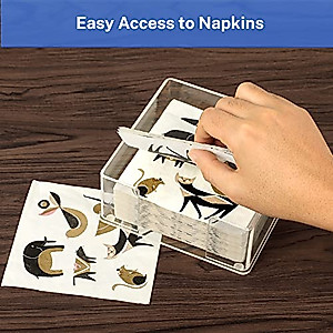 MaxGear Acrylic Cocktail Napkin Holder for Table, Clear Napkins Holder, Beverage Napkin Holders Modern Buffet Paper Napkin Caddy for Bar, Party, Dinner, Kitchen & Dining Room, 5.5 x 5.5 inches