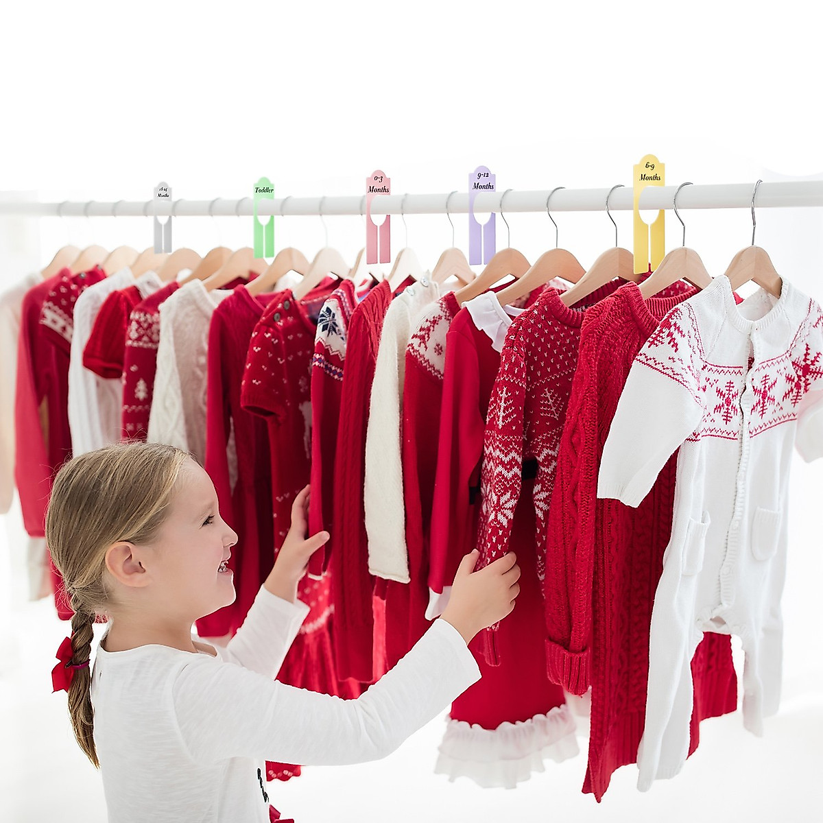 Colorful Closet Dividers Baby Boy Girl Clothing Rack Size Dividers with Sizes Newborn to 18-24 Months (8 Pieces)