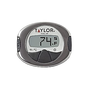Taylor Pro Dot Matrix Display Oval Instant Read Digital Meat Food Grill BBQ Cooking Kitchen Thermometer, Won't Roll Off Counters, Stainless Steel