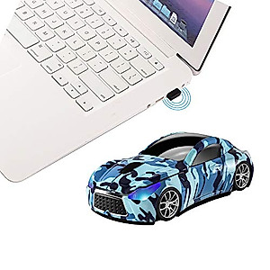 Usbkingdom 2.4GHz Wireless Mouse Sport Car Shape Mobile Optical Gaming Mouse with USB Receiver 1600DPI 3 Buttons for PC Laptop Computer (Navy Blue)