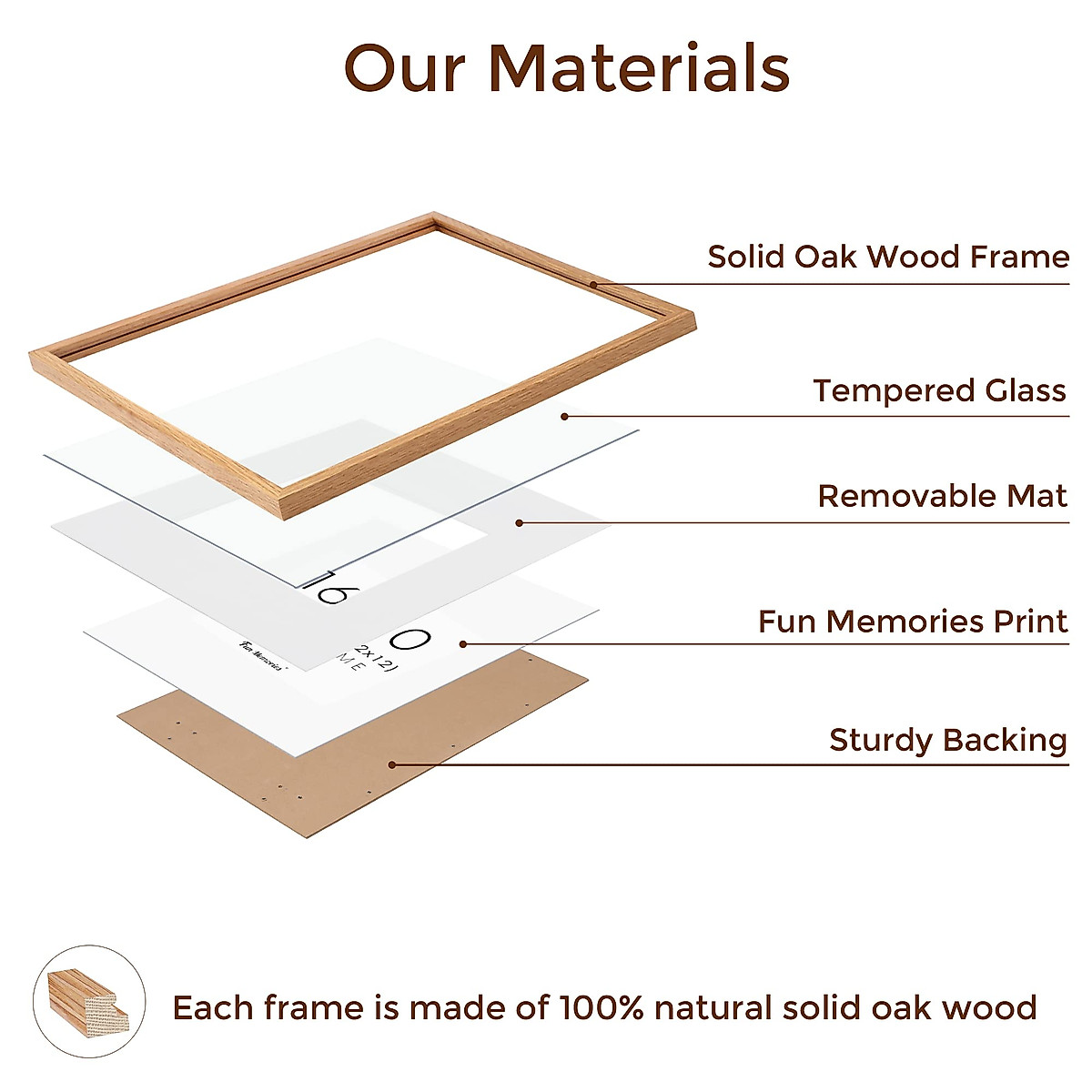 16x20 Picture Frame, 16 x 20 Solid Oak Wood Frame, Tempered Glass, 16x20 Picture Frame with Mat for 11x14, 16 by 20 Frame for Wall, 16x20 Wood Frames, 16x20 Matted Poster Frame, Natural Oak Color