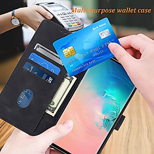 Moment Dextrad for Galaxy S10 Case Wallet,[Card Holder Slots][Wrist Strap][Stand Function] TPU Interior Protective PU Leather Flip Cases Cover for Samsung S10 6.1 Inch (Black)
