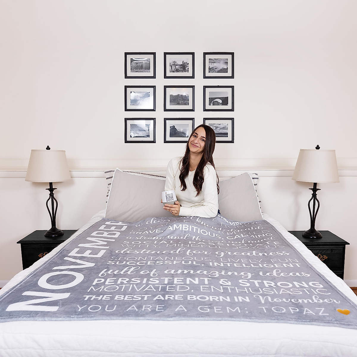 Pavilion GIft Company - November 11 oz Wax Reveal Candle, Natural Soy Wax Birthstone Candle, Jasmine Scented, Gemstone Candle with Crystal Inside, Birthday Gifts for Women, 1 Count