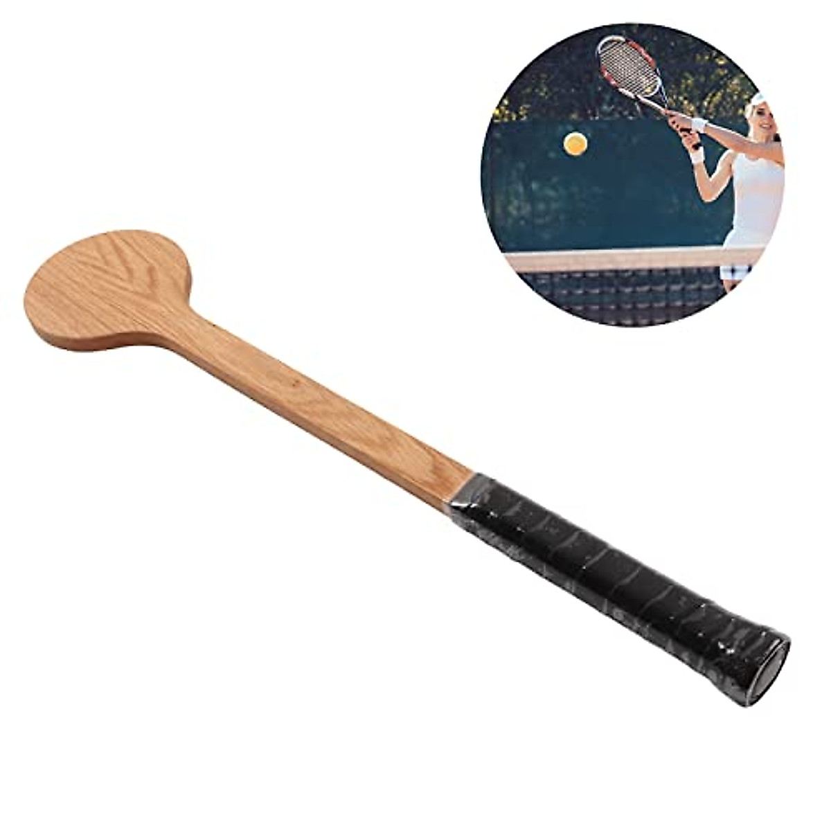 Wooden Tennis Spoon Sticking Practice Tennis Racket Accurately Tennis Pointer Improve Sweet Spot Trainer with Storage Bag for Sports Swing Practice Training Aid(60cm)
