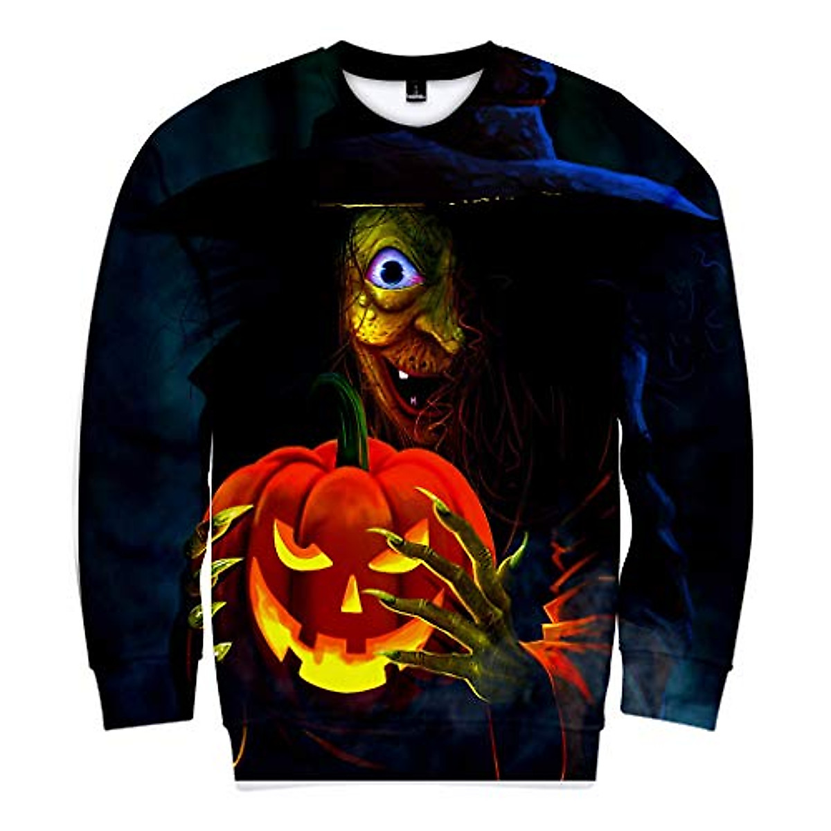 Women's Sweatshirt Thenlian Mens Casual Scary Halloween Lover 3D Print Party Long Sleeve Top Blouse(XXXL, Black)