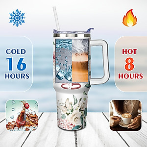 qoepfnsh Gifts for Grandma Grandmother Gift from Grandson Granddaughter on Birthday Mothers Day&Christmas 40 oz Tumblers with Handle and Straw Stainless Steel Insulated Travel Coffee Cup Mug