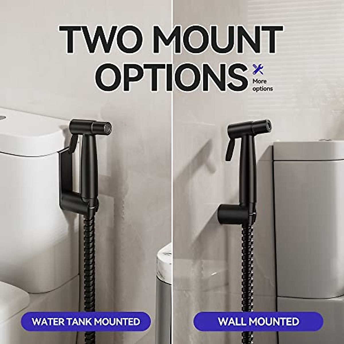 Handheld Bidet Sprayer for Toilet, FES Stainless Steel Adjustable Pressure Control Bidet Faucet Diaper Sprayer Set with Hose Attachment Easy Install for Kitchen and Toilet Cleaning