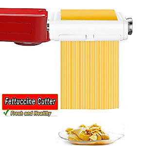 Pasta Maker Attachment for Kitchenaid/Cuisinart Stand Mixers, FDA Certified Noodle Maker- Pasta Roller Fettuccine Spaghetti Cutter 3 in 1, Pasta Roller and Cutter Set with Cleaning Brush