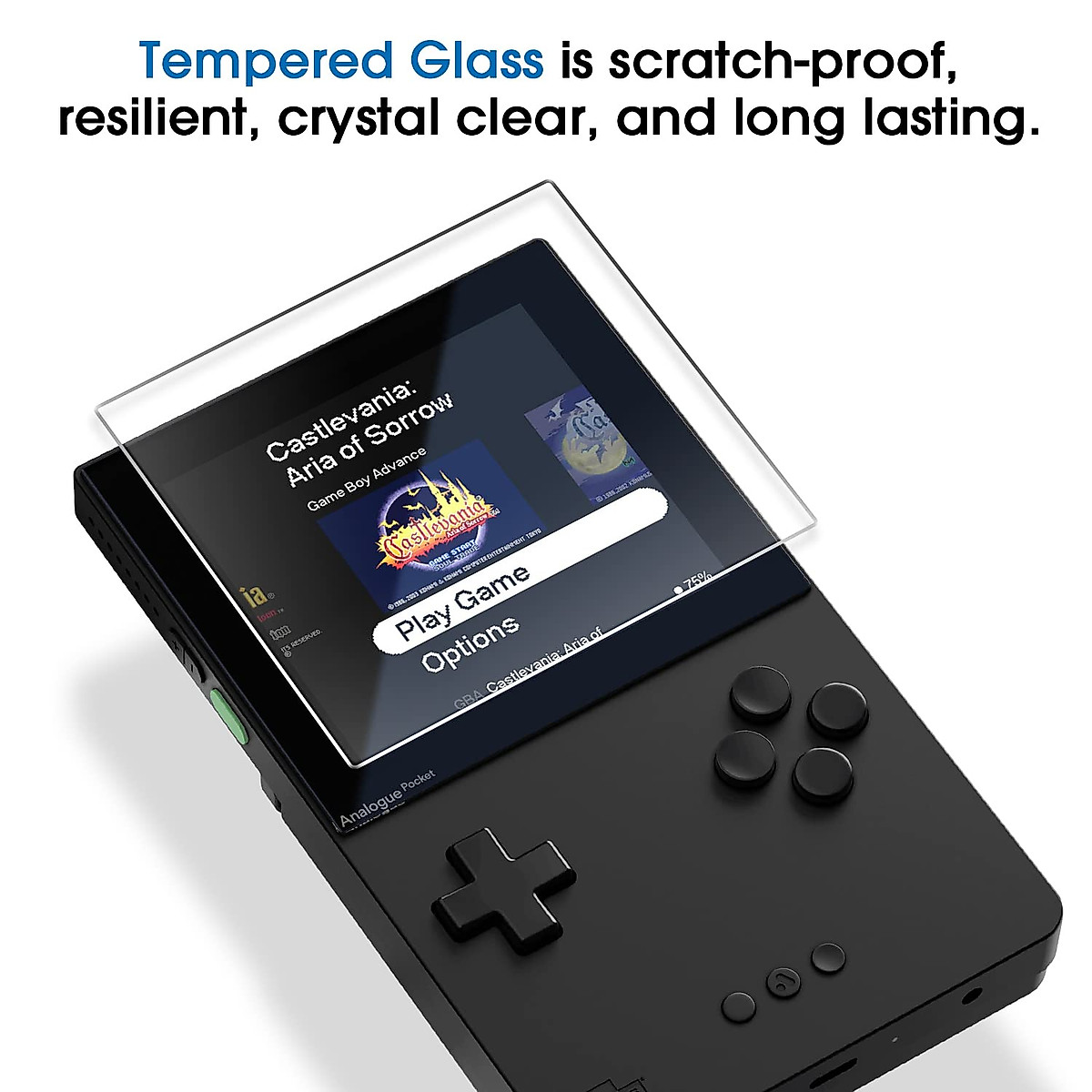 amFilm Screen Protector Compatible with analogue pocket, Anti-Scratch,Easy Installation, Tempered Glass, 2 Pack