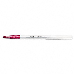 BIC : Round Stic Grip Ball Pen, Red Ink, Fine Point -:- Sold as 2 Packs of - 12 - / - Total of 24 Each