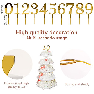 0-9 Number For Cake Topper, Shiny Acrylic Number Cake Toppers Cake Decorations Birthday Party Cake Topper for Birthday Party Wedding Anniversary